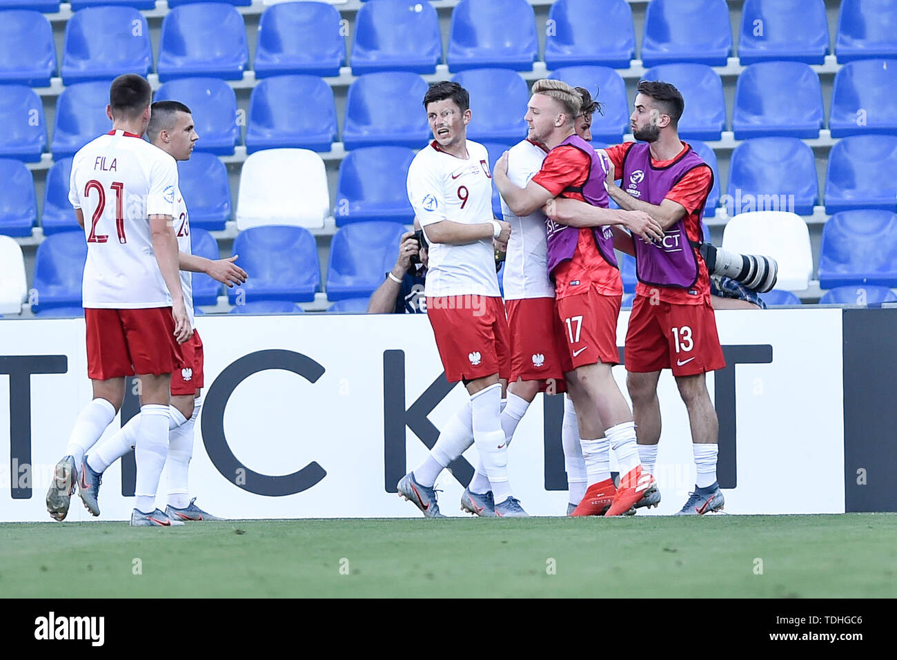 Szymon Zurkowski of Poland celebrates scoring first goal during the ...