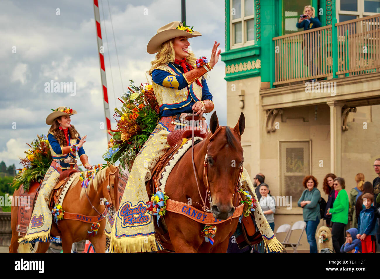 Portland, Oregon, USA - June 8, 2019: in the Grand Floral Parade ...