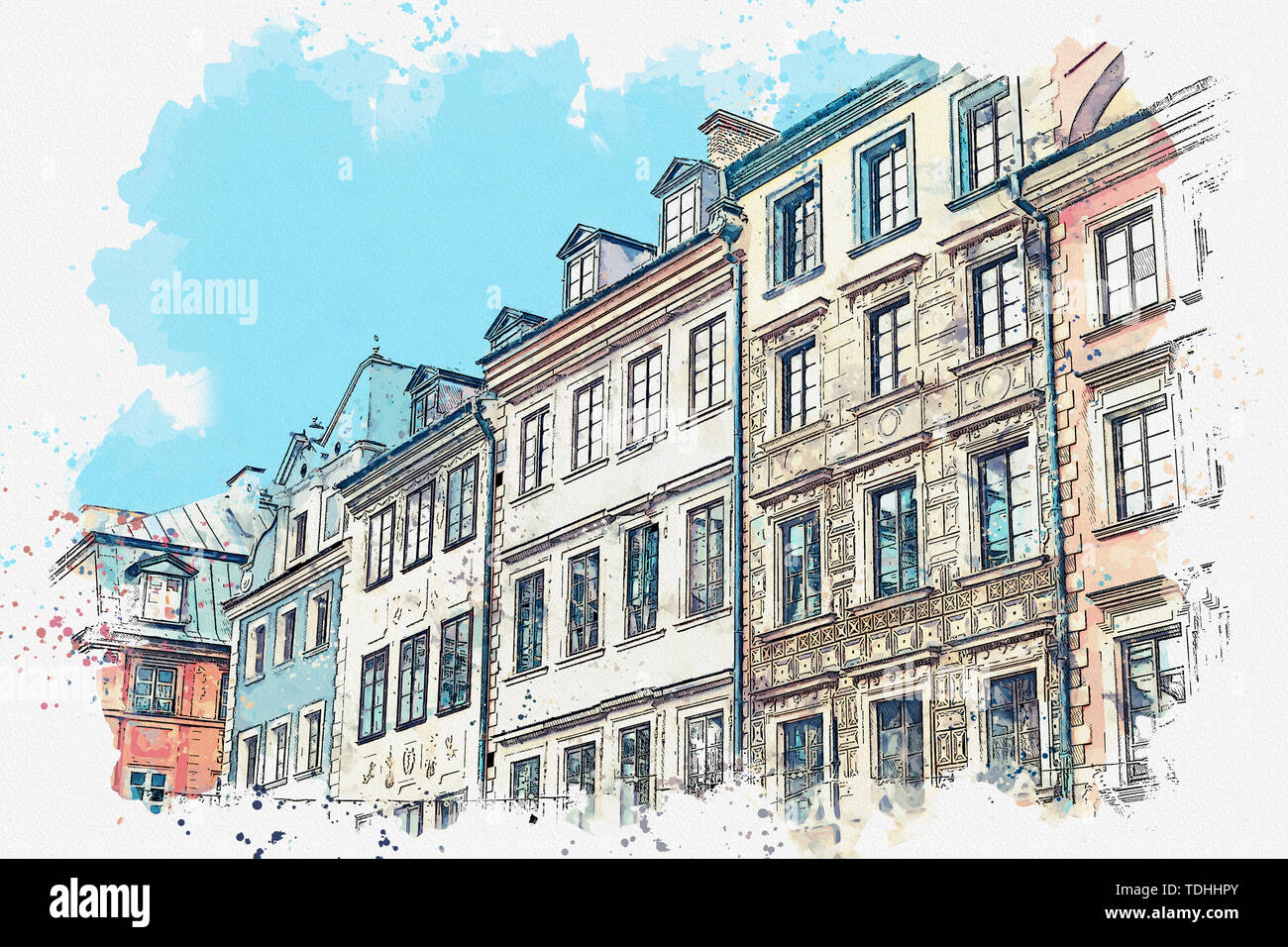 Beautiful Drawing Old Buildings Color Drawing Of An Old Half Timbered