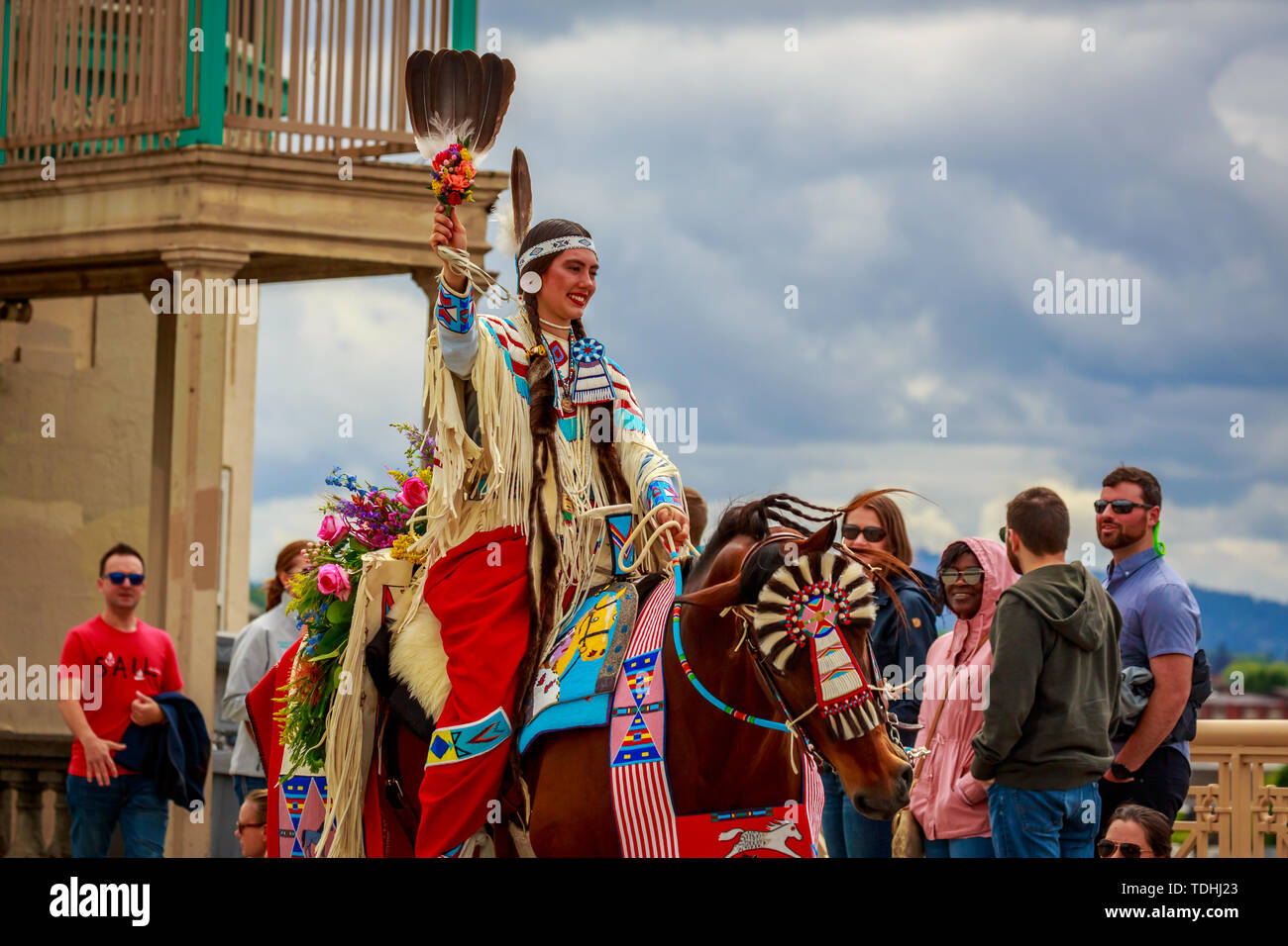 Portland, Oregon, USA - June 8, 2019: Happy Canyon Princess in the ...