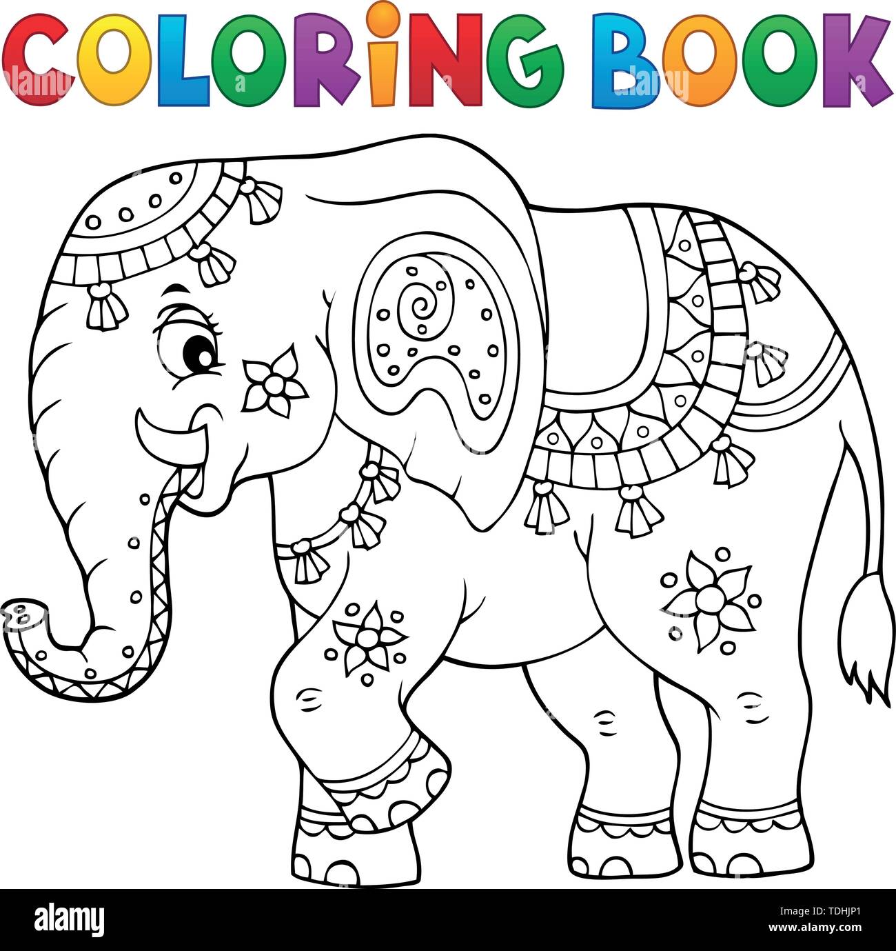 Coloring book Indian elephant topic 1 - eps10 vector illustration Stock ...