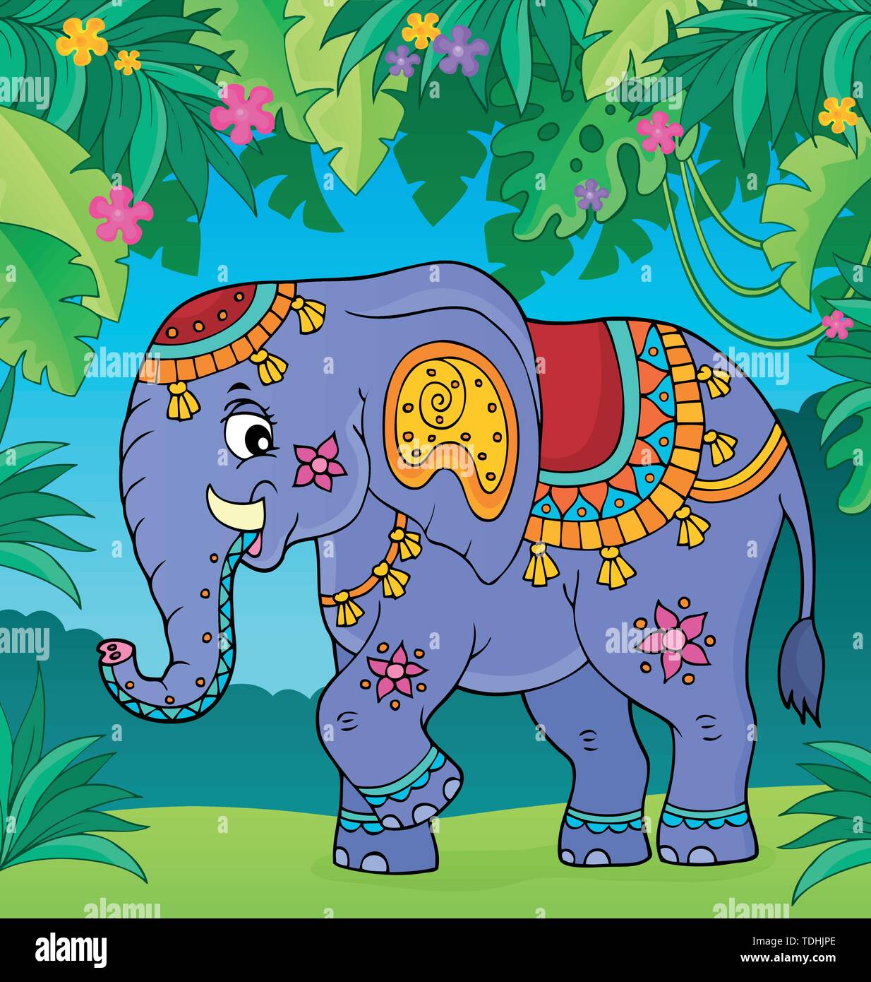 Indian elephant topic image 2 - eps10 vector illustration Stock Vector ...