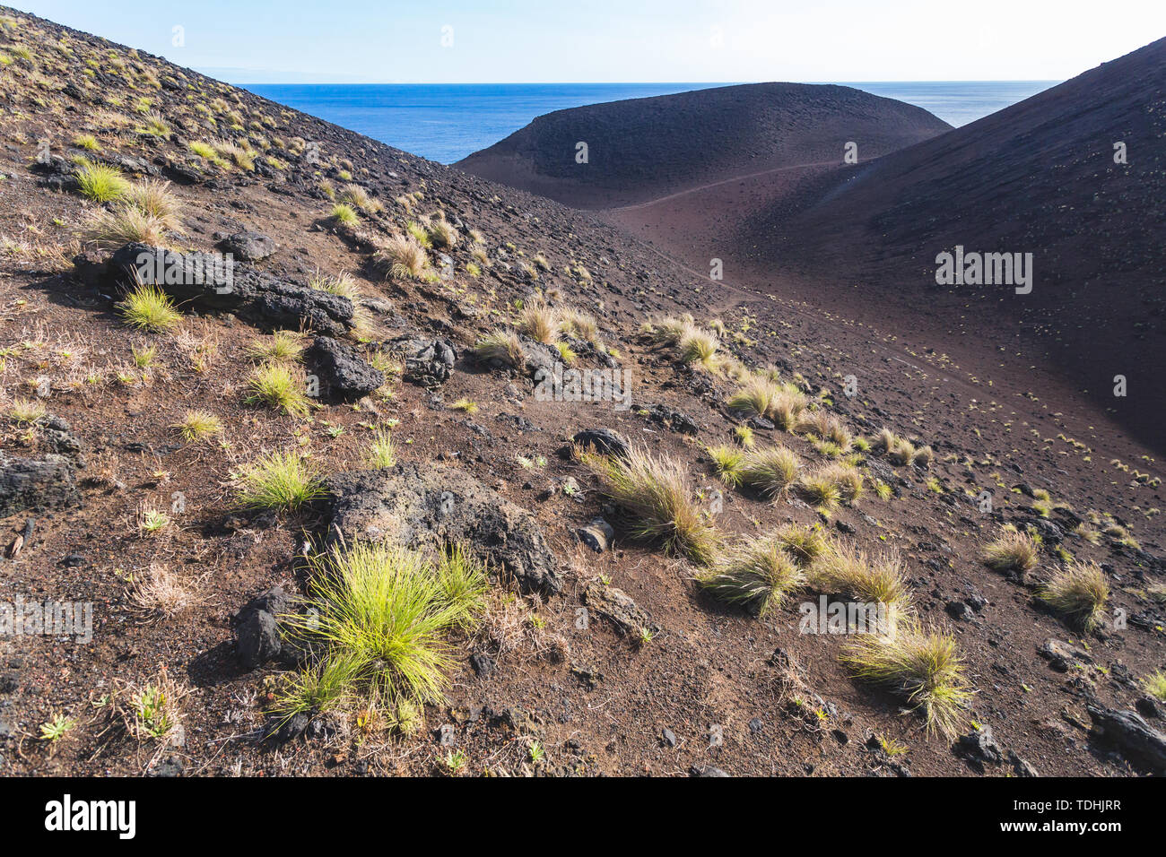 Scenic seascape with Capelinhos Volcano in Faial Island, Azores ...