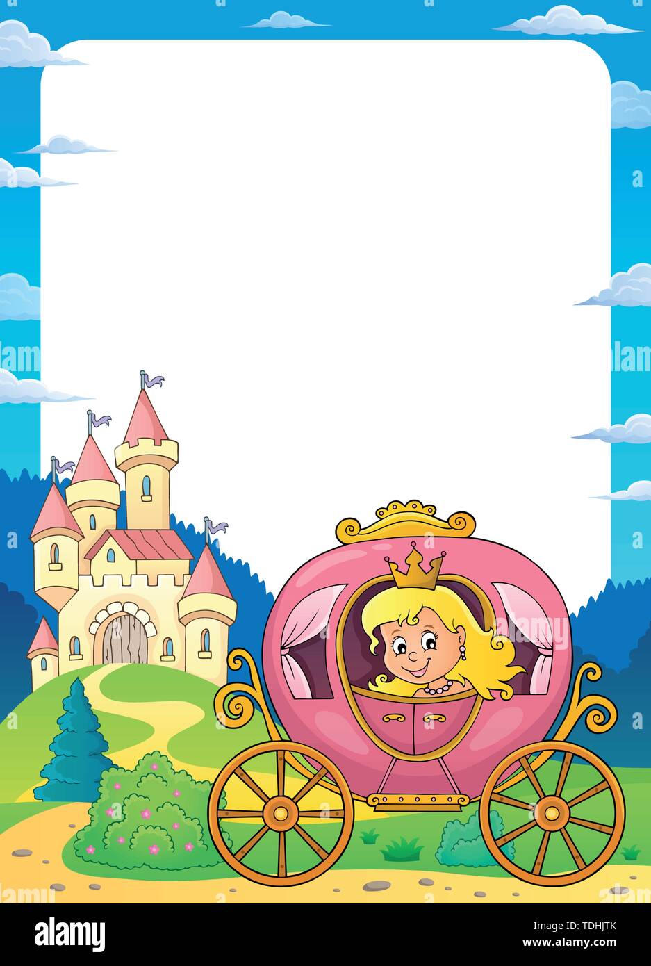 Princess in carriage theme frame 1 - eps10 vector illustration Stock ...