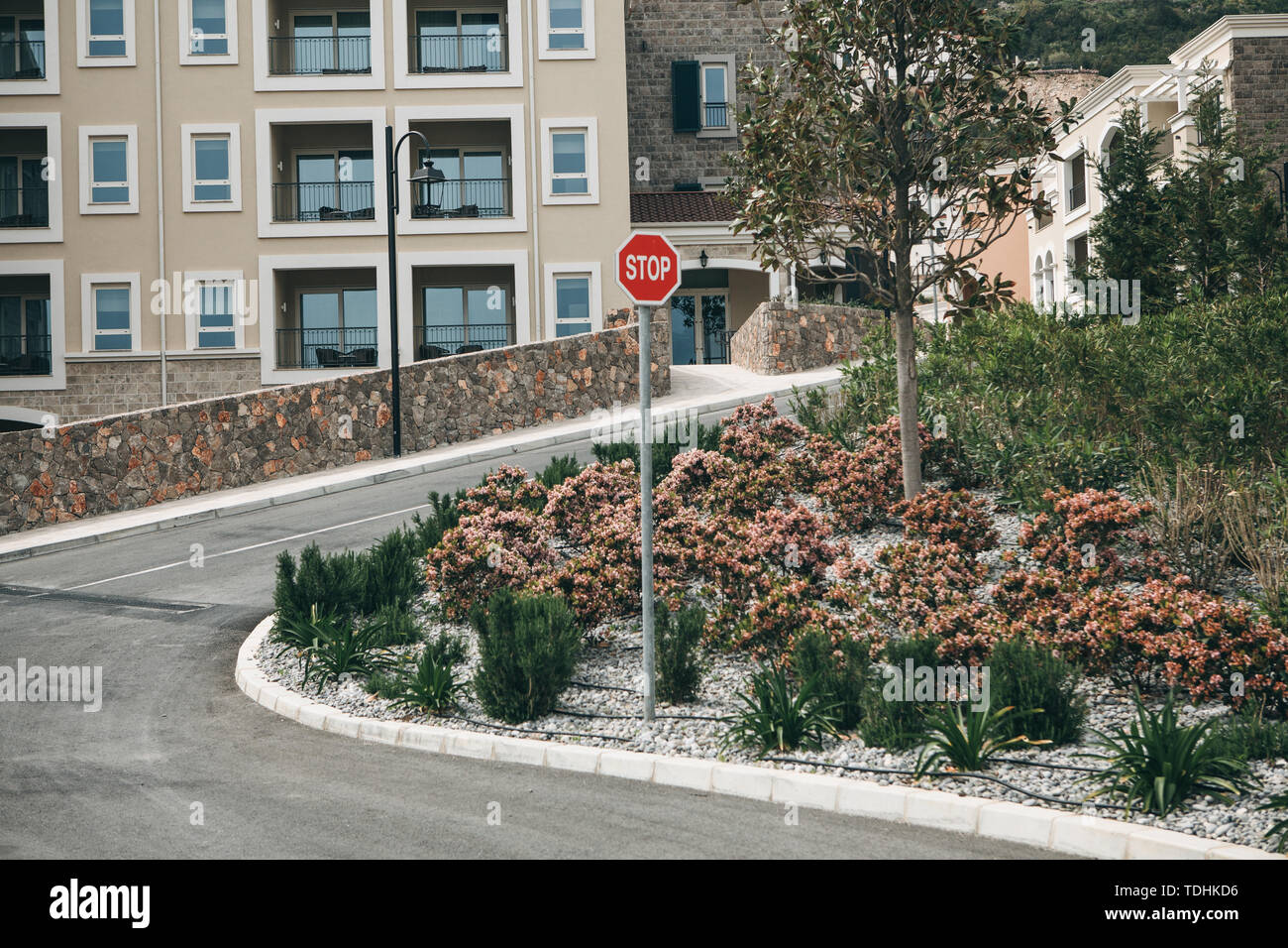 Beautiful view of a modern residential area or district. Residential ...