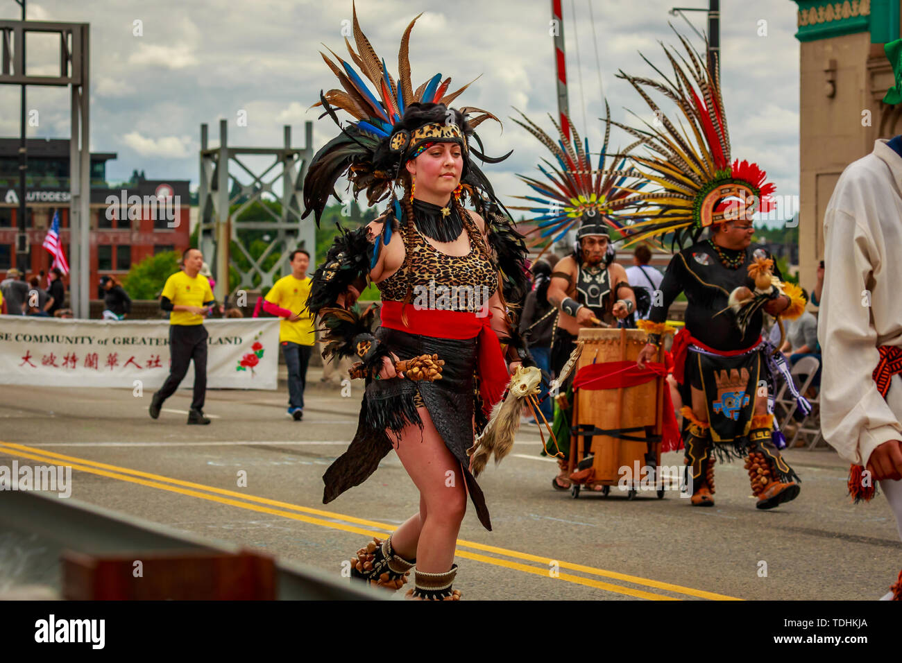 Portland, Oregon, USA - June 8, 2019: Aztec Dancers in the Grand Floral ...