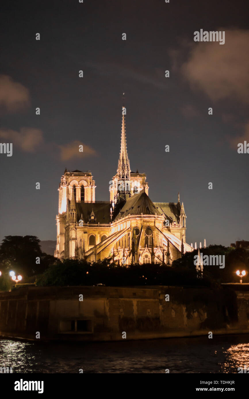 Beautiful Notre Dame de Paris at night Stock Photo - Alamy