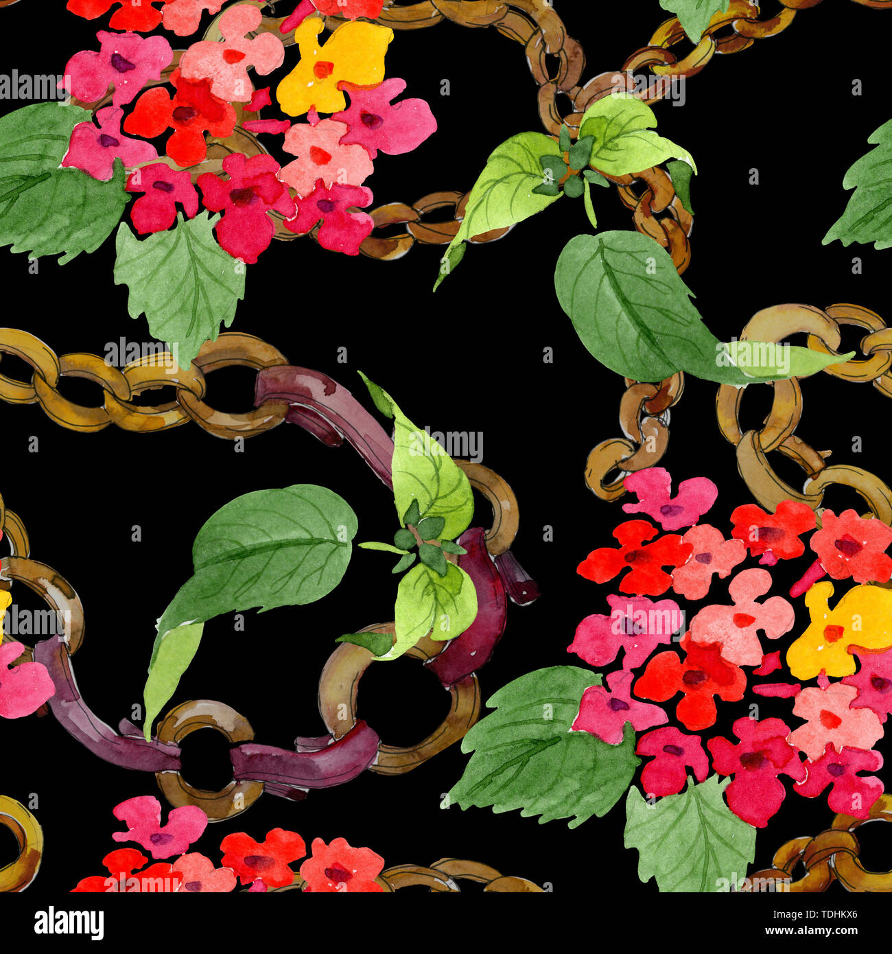 Red lantana floral botanical flowers. Wild spring leaf wildflower ...