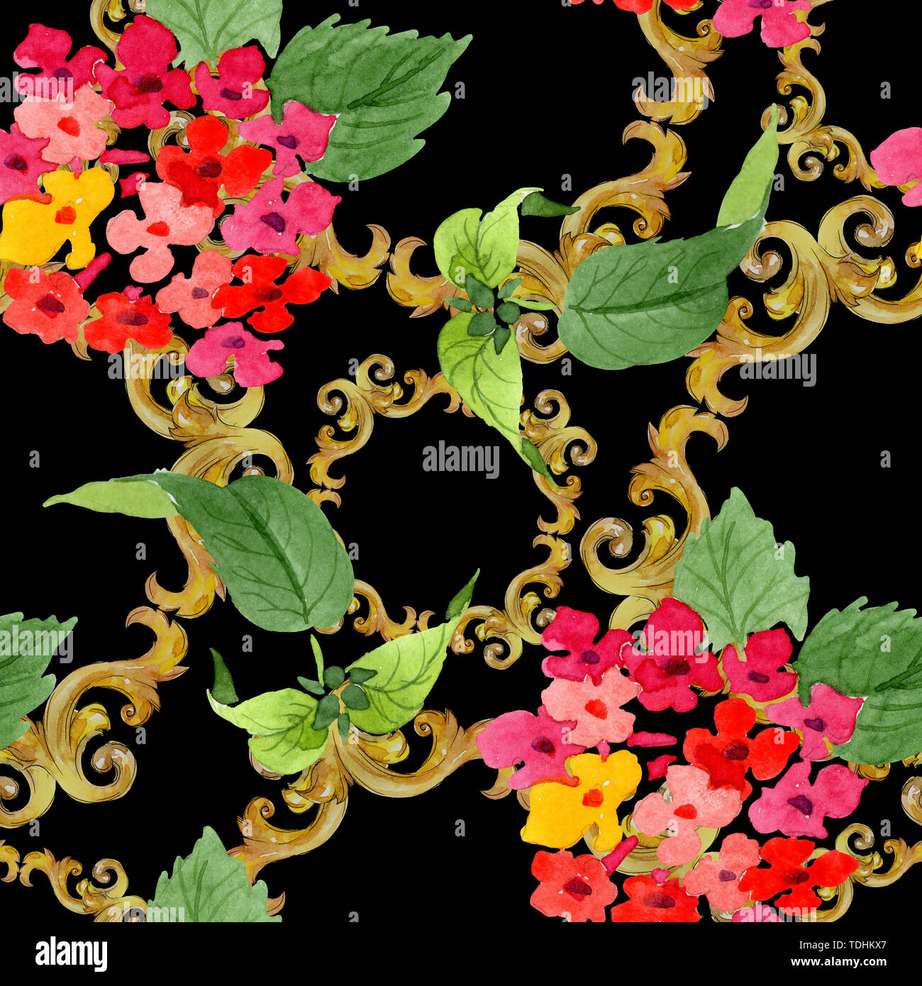 Red lantana floral botanical flowers. Wild spring leaf wildflower ...