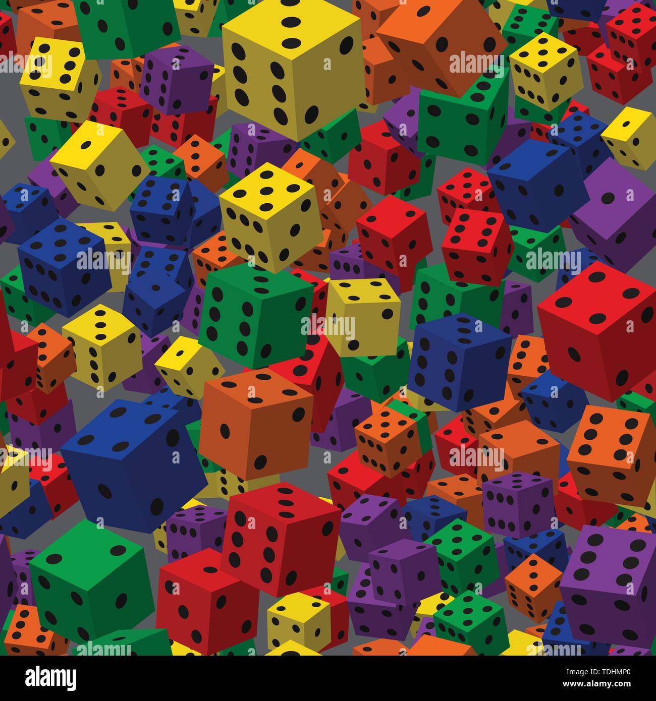 Rainbow Color Dice Seamless Pattern, 3D illustration Stock Vector Image ...