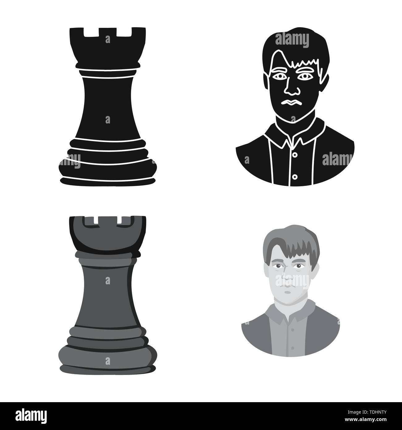 Vector illustration of checkmate and thin sign. Set of checkmate and ...