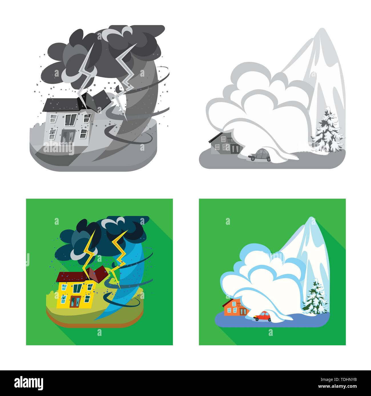 Vector illustration of weather and distress icon. Set of weather and ...