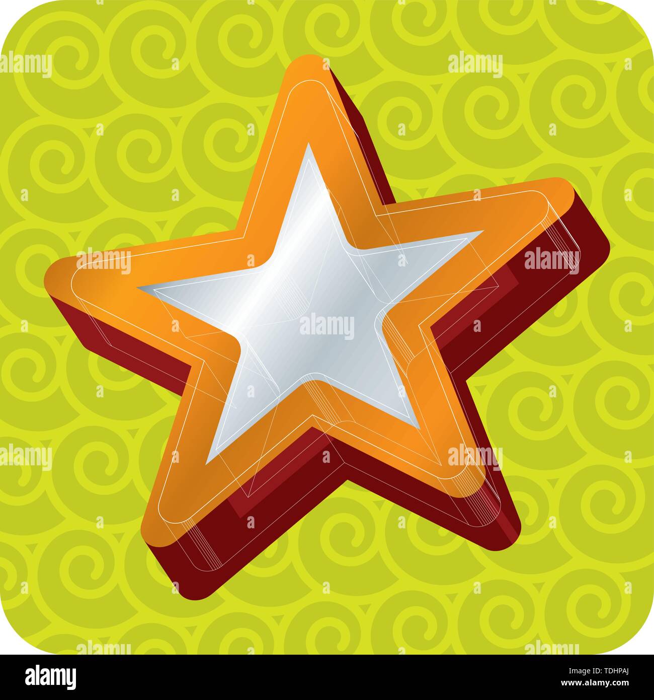 3D star with swirl background. Geometric style. CMYK mode. Global ...