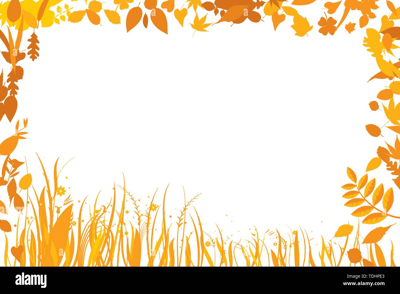 Vector illustration of leaf frame. Only global colors. CMYK. Easy color ...