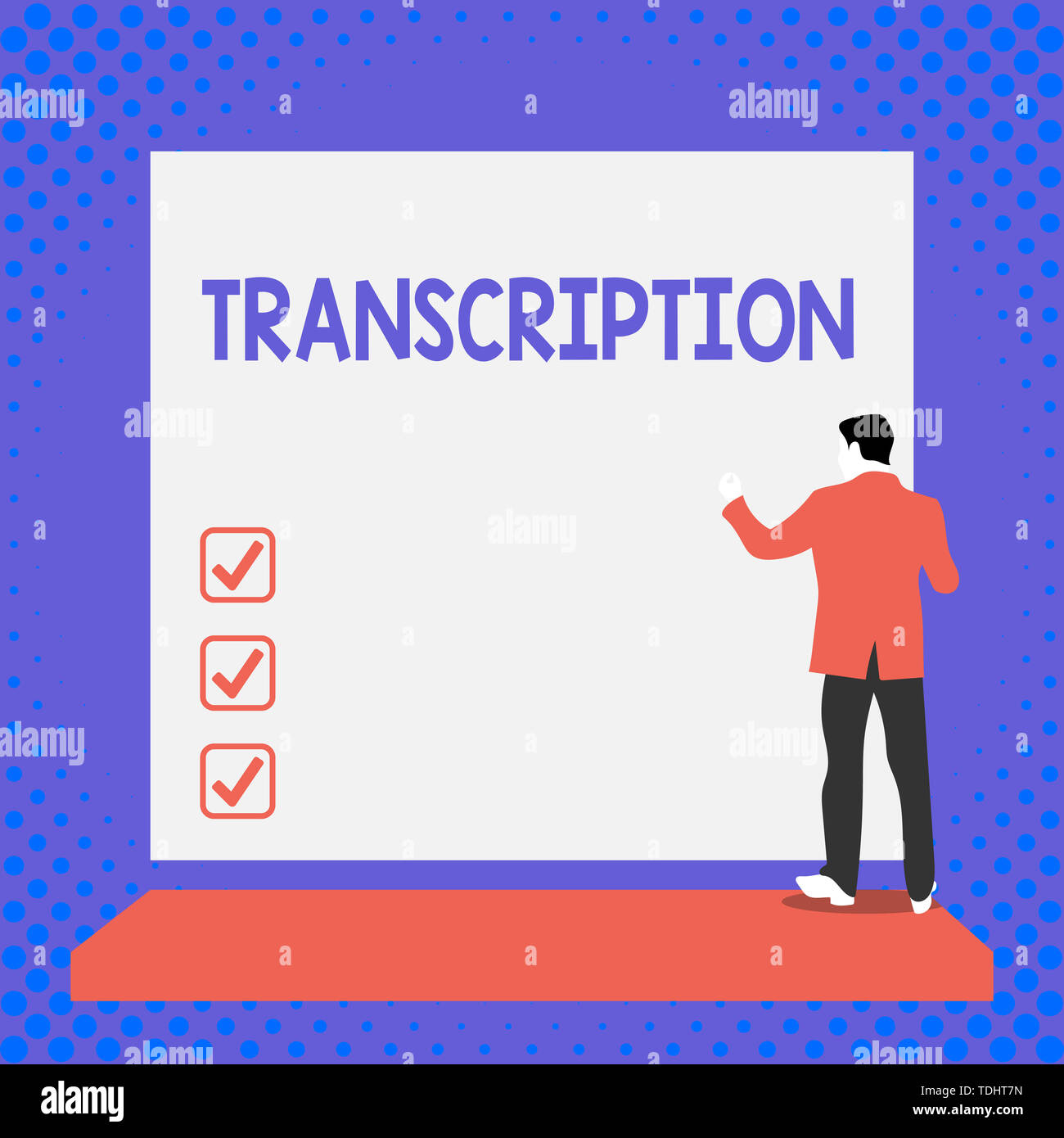 Text sign showing Transcription. Business photo text Written or printed ...