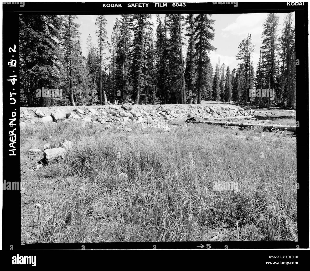 OVERALL VIEW OF DAM, SHOWING UPSTREAM FACE AND OUTLET GATE, LOOKING ...