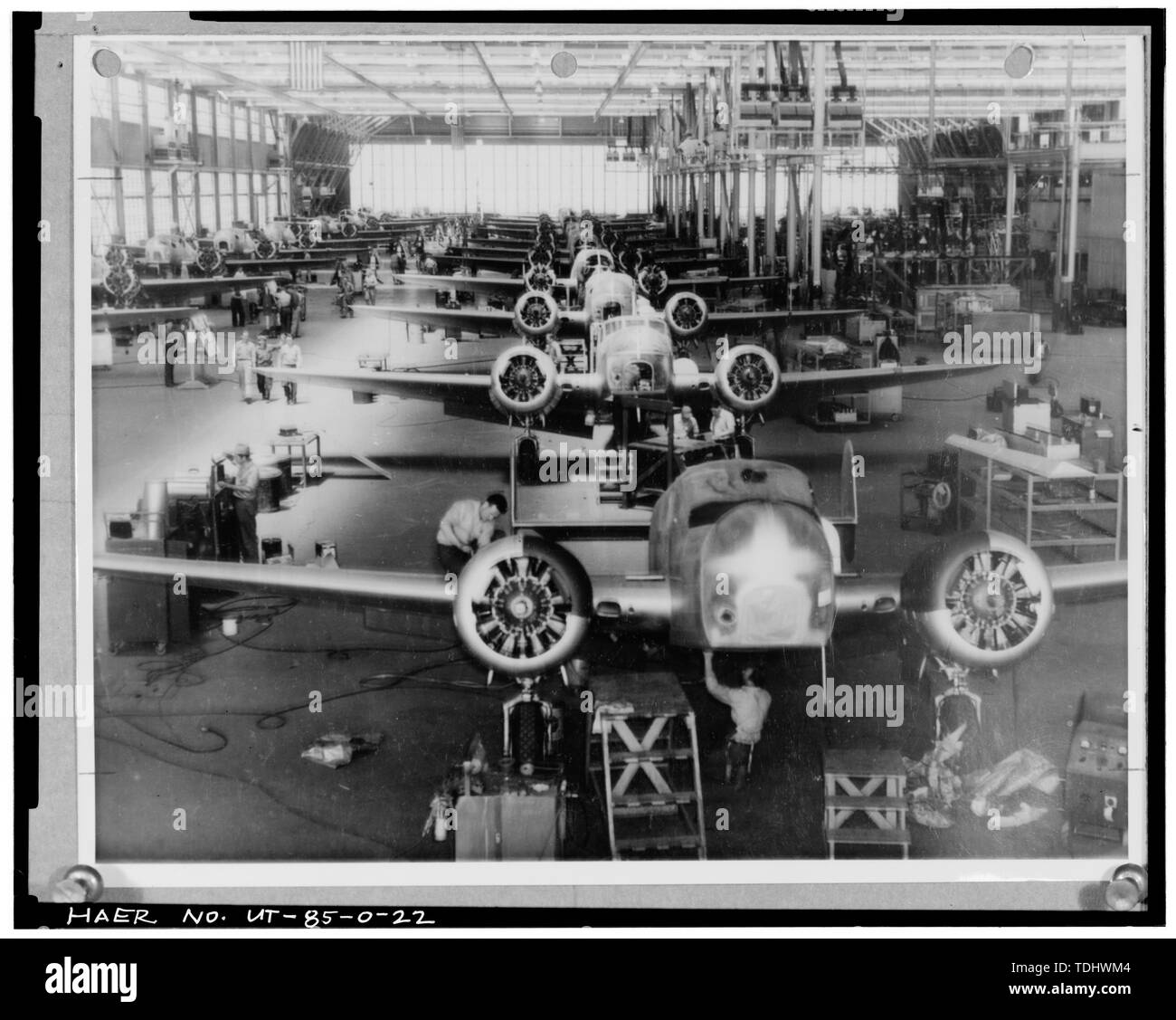 OVERVIEW OF NUMEROUS AIRCRAFT BEING REPAIRED. Photographic copy of ...