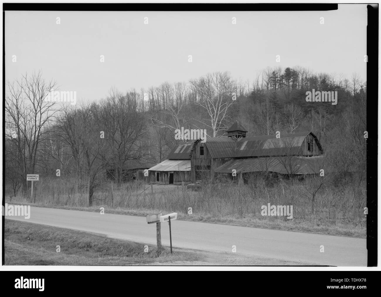 OXEN BARN FROM THE ROAD. - Hunnewell Iron Furnace, Junction of State ...