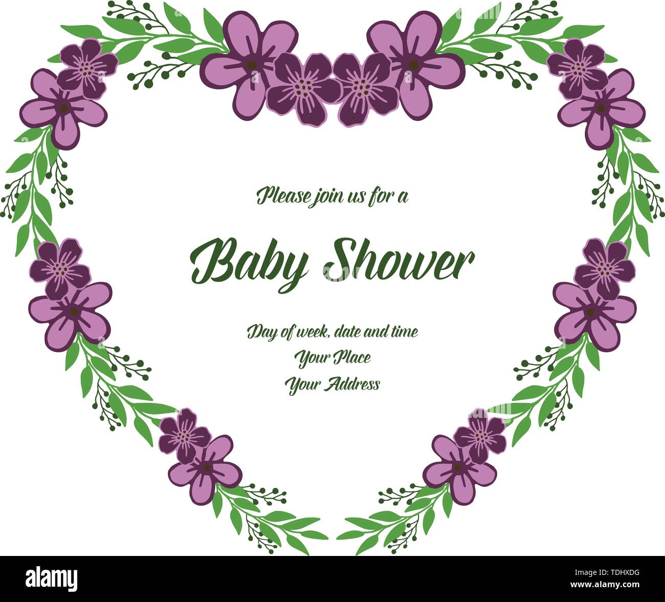 Vector illustration decor of card baby shower for beauty of purple ...