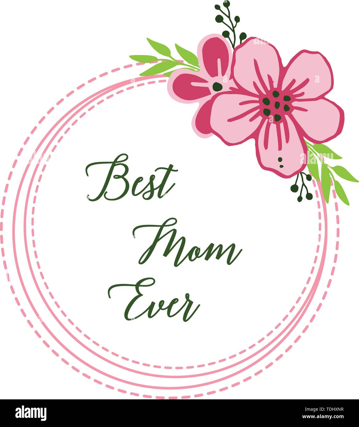Vector illustration template best mom with pattern of wreath frame hand ...