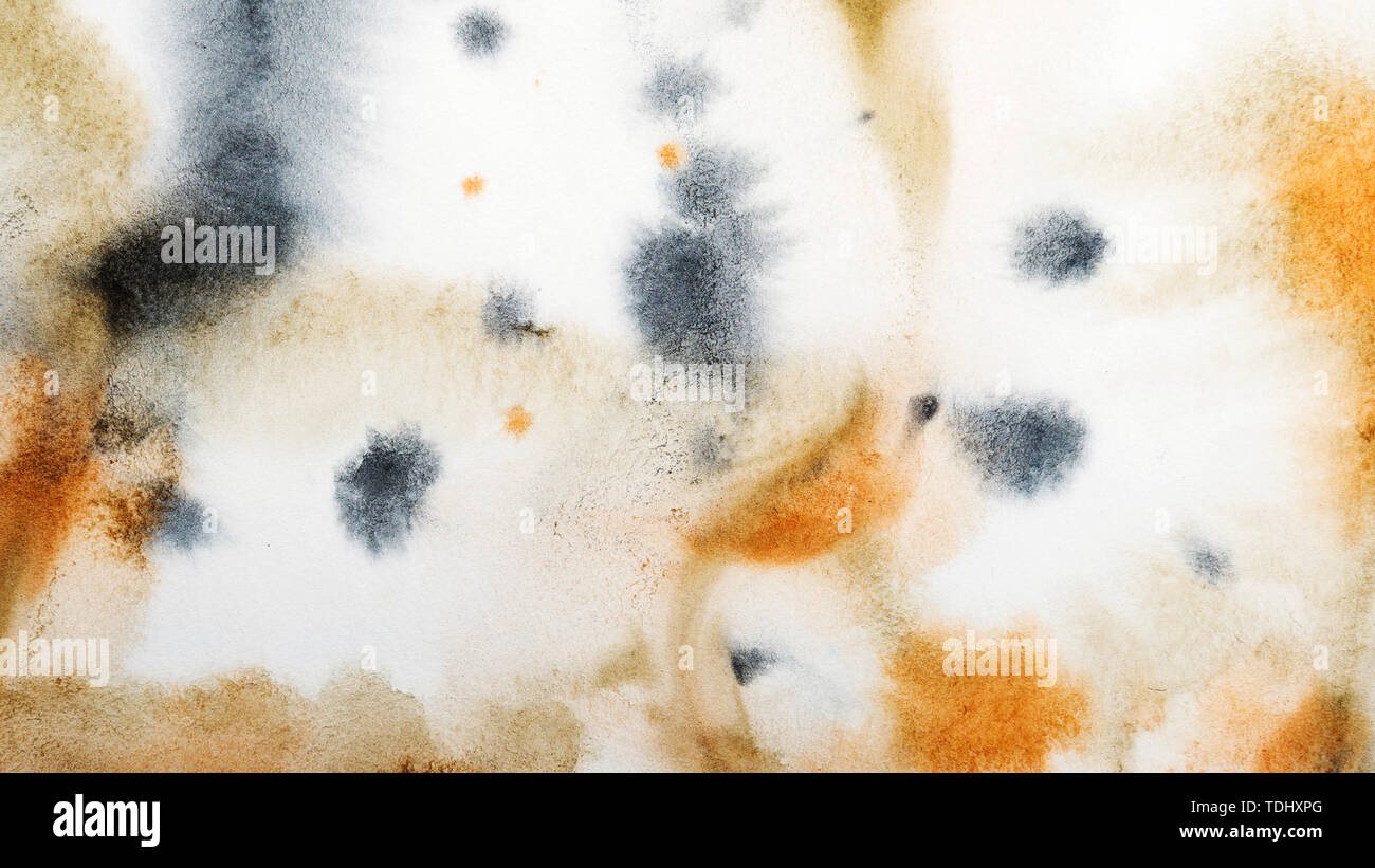 Abstract watercolor painting. Textured background. Splashes, stains and ...