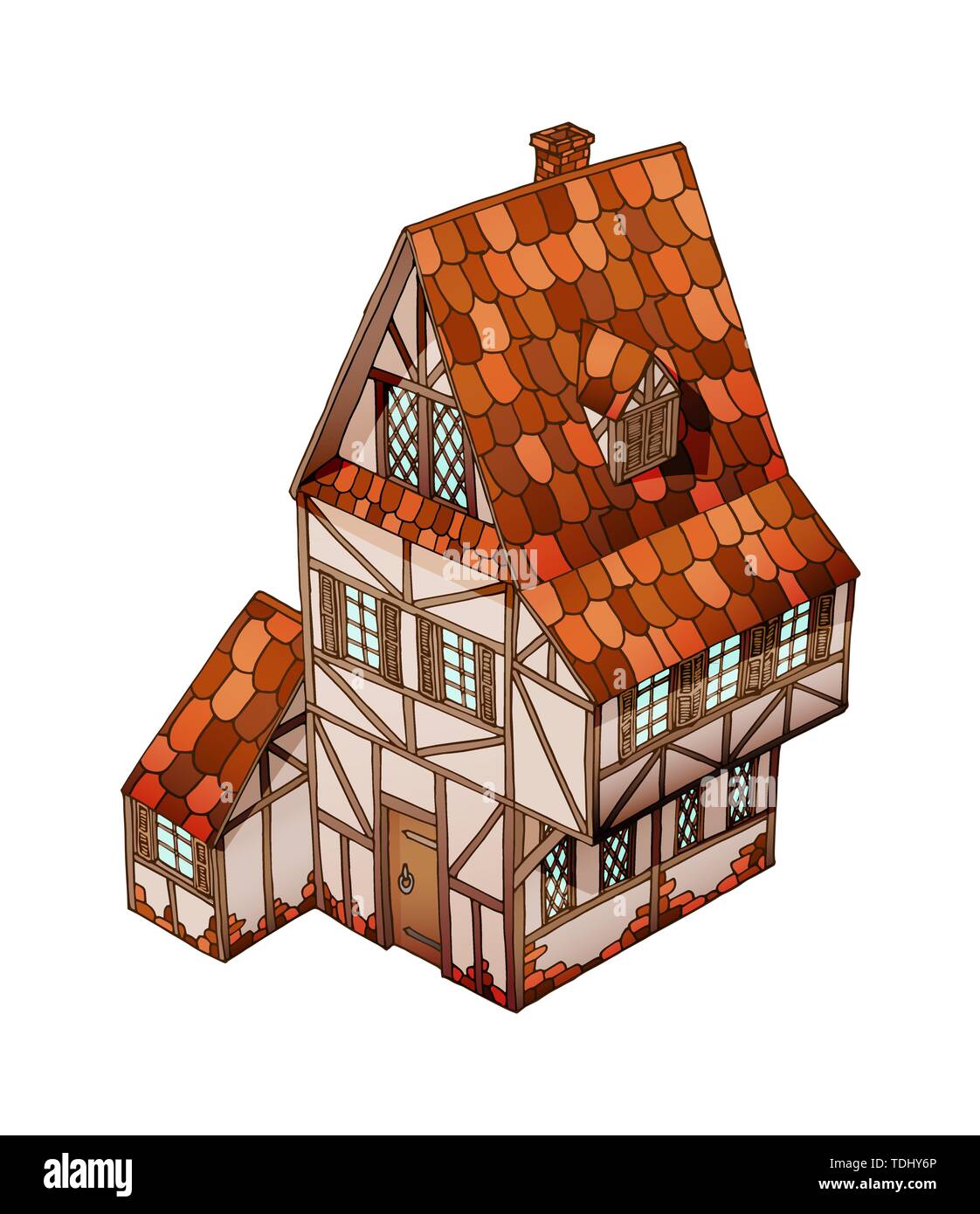 Vector isometric house. Old European mansion. Vector isolated object on ...