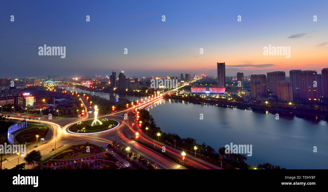 The urban scenery of Liaocheng, Shuicheng, Jiangbei Province Stock ...