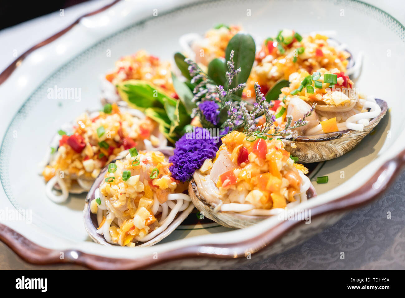 Buffet scallops fans Stock Photo - Alamy