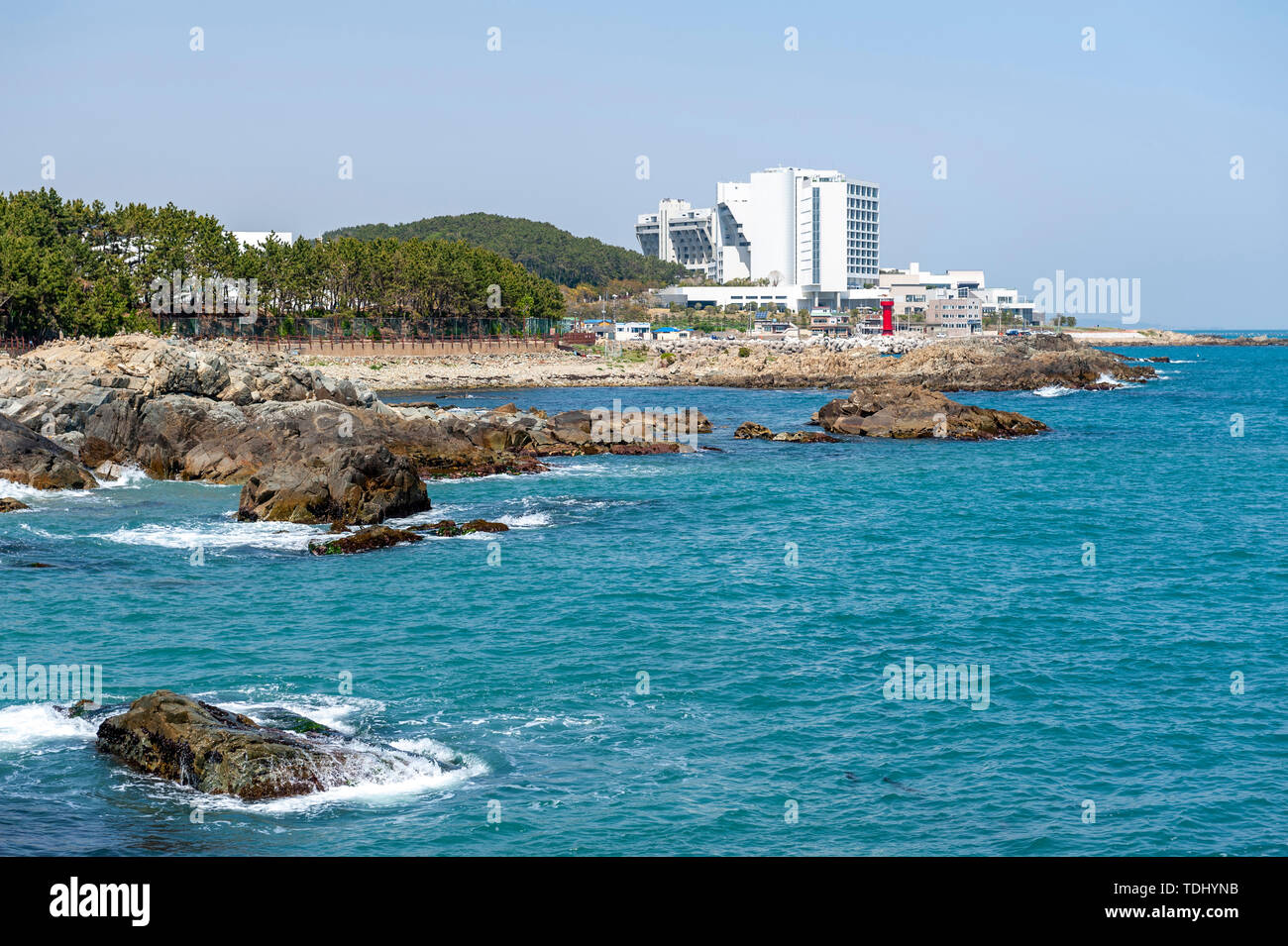 Seaside of north-eastern Busan seen from Haedong Yonggungsa Temple, one ...
