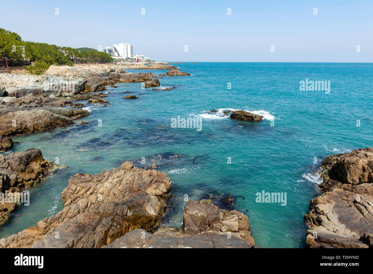 Seaside of north-eastern Busan seen from Haedong Yonggungsa Temple, one ...