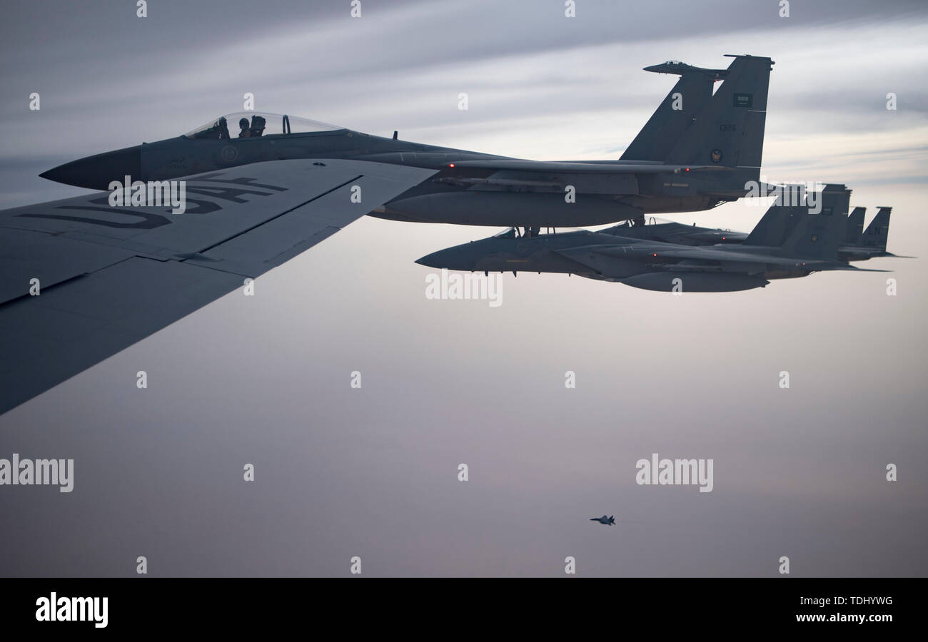 Royal Saudi Air Force F-15C Eagles fly in formation with U.S. Air Force ...