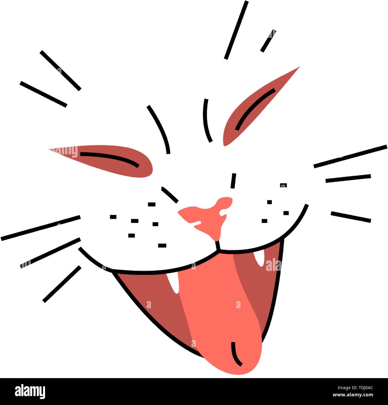 Hand drawn laughing cat face. isolated on white background. stock ...