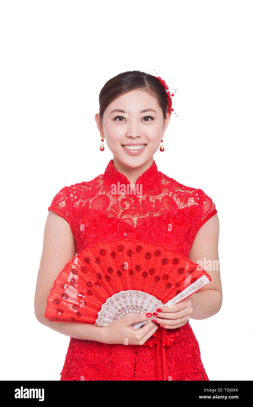 Cheongsam woman fan hi-res stock photography and images - Alamy