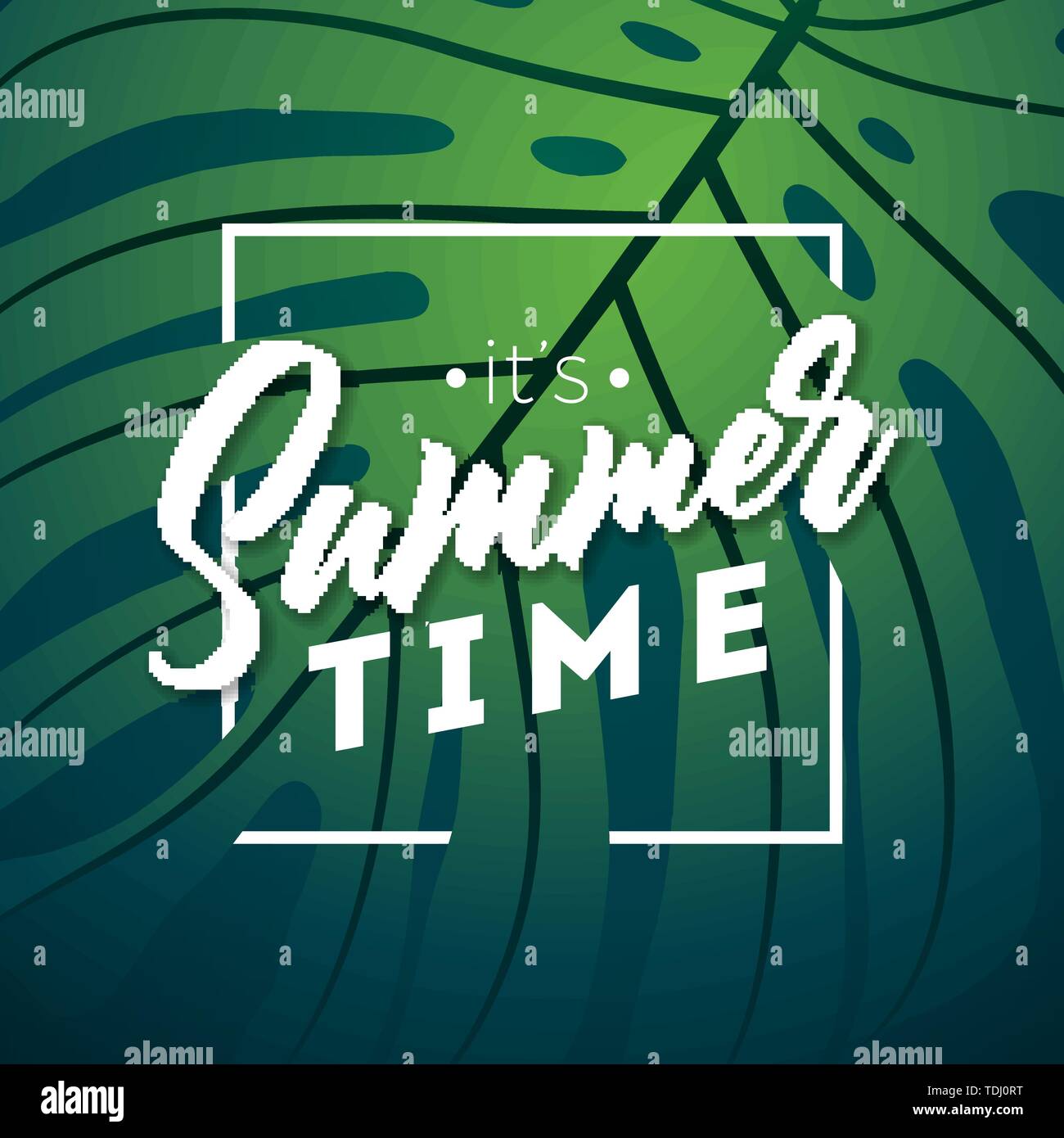 It's Summer Time Illustration with Typography Letter and Tropical ...