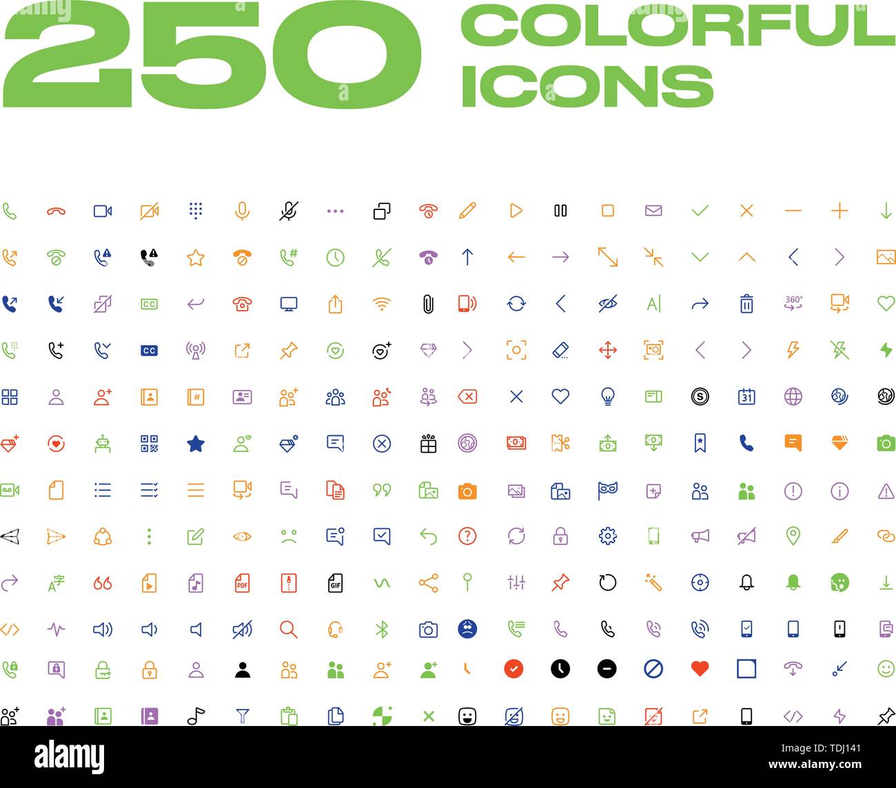 Big Icon Set Vector and Flat, Over Than 250 Icons Stock Vector Image ...