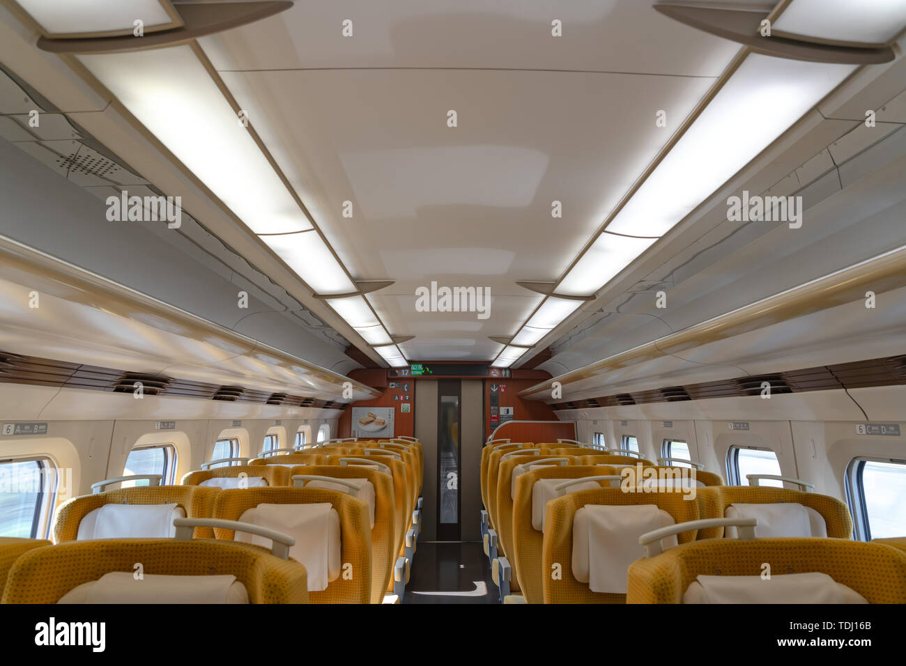 Akita Shinkansen Komachi, Interior of standard class seats of E6 Series ...