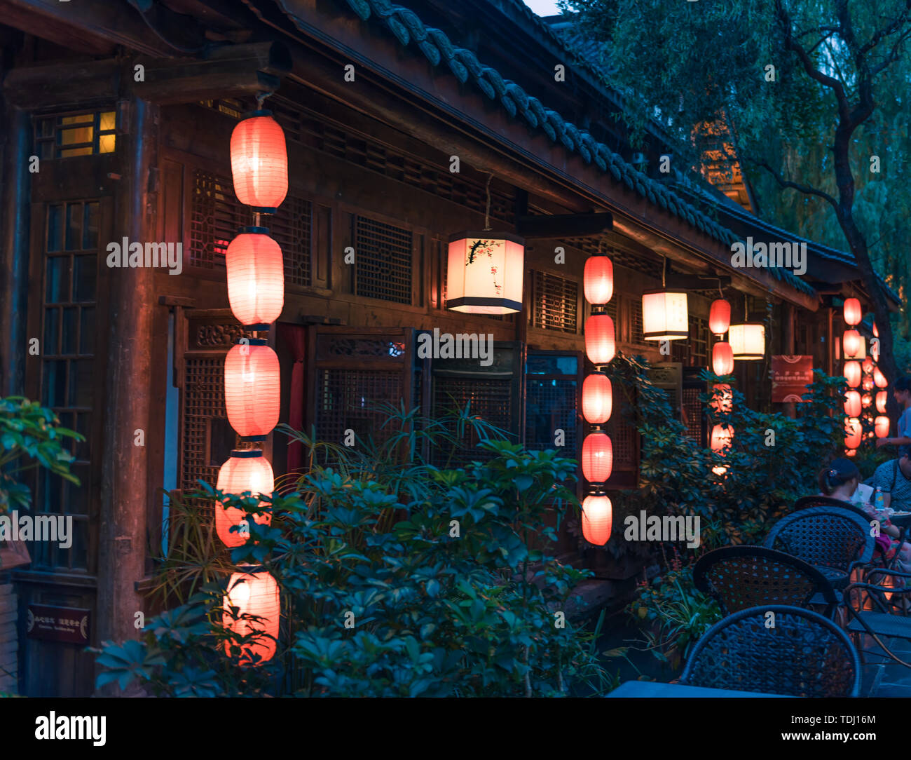 Night view of Jinli red lantern in Chengdu Stock Photo - Alamy