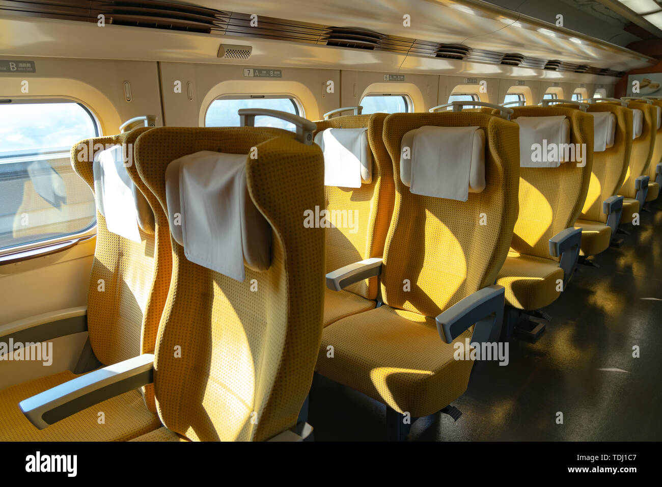 Akita Shinkansen Komachi, Interior of standard class seats of E6 Series ...