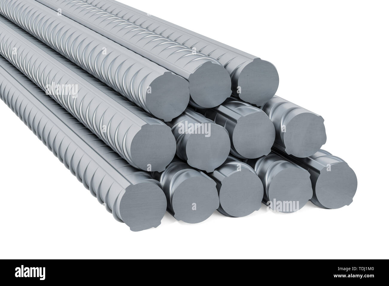 Building armature reinforcement bars, 3D rendering isolated on white ...