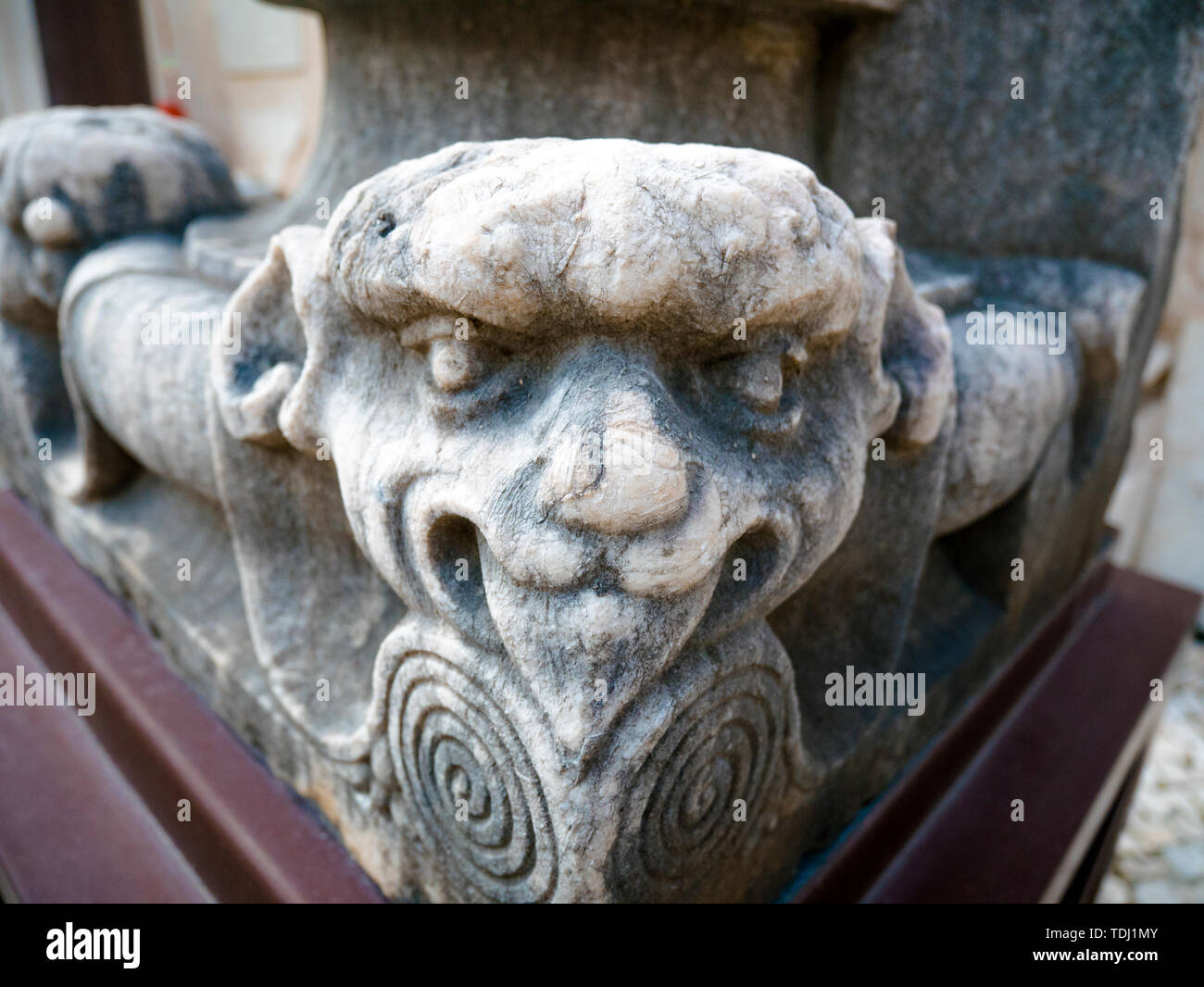 carved and decorated capital, with animal figures, monastery of Carmo ...