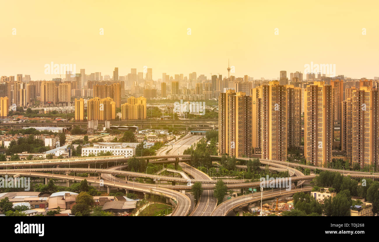 Architectural Scenery of the Ten Ling Interchange on Chengdu Third Ring ...