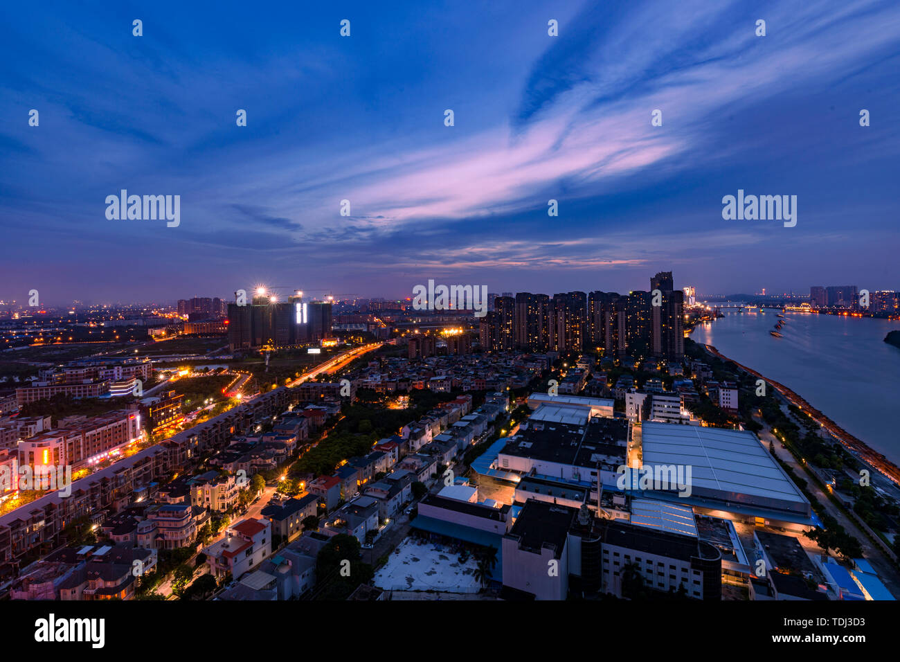 Skyscrapers and rivers town shunde and ronggui and desheng river hi-res ...