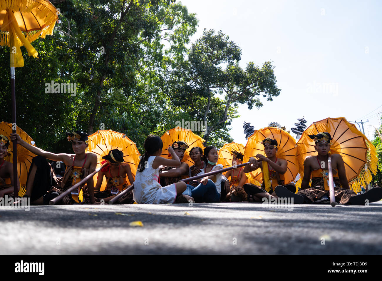 DENPASAR/INDONESIA-JUNE 15 2019: Group of Balinese dancer in ethnic ...