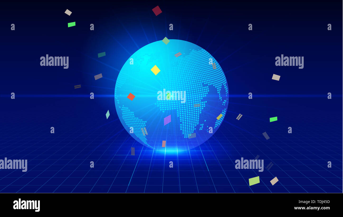 Digital Technology Earth, Perspective Space, Deep Blue Technology ...