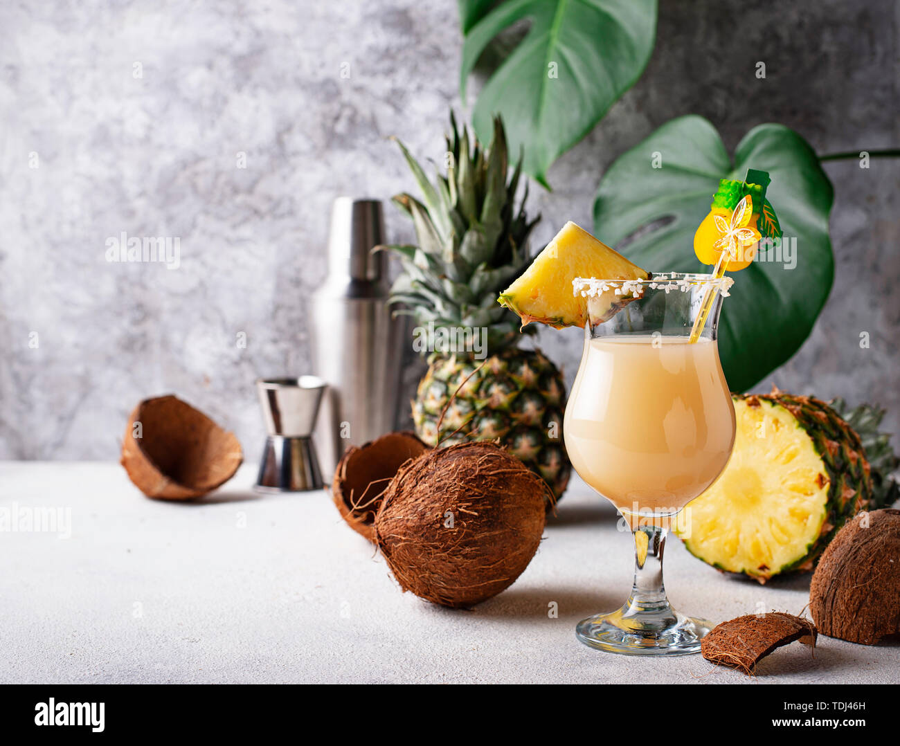 Pina colada cocktail with coconut and pineapple Stock Photo - Alamy