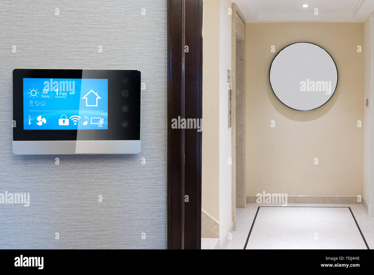 smart screen with smart home with modern corridor Stock Photo - Alamy