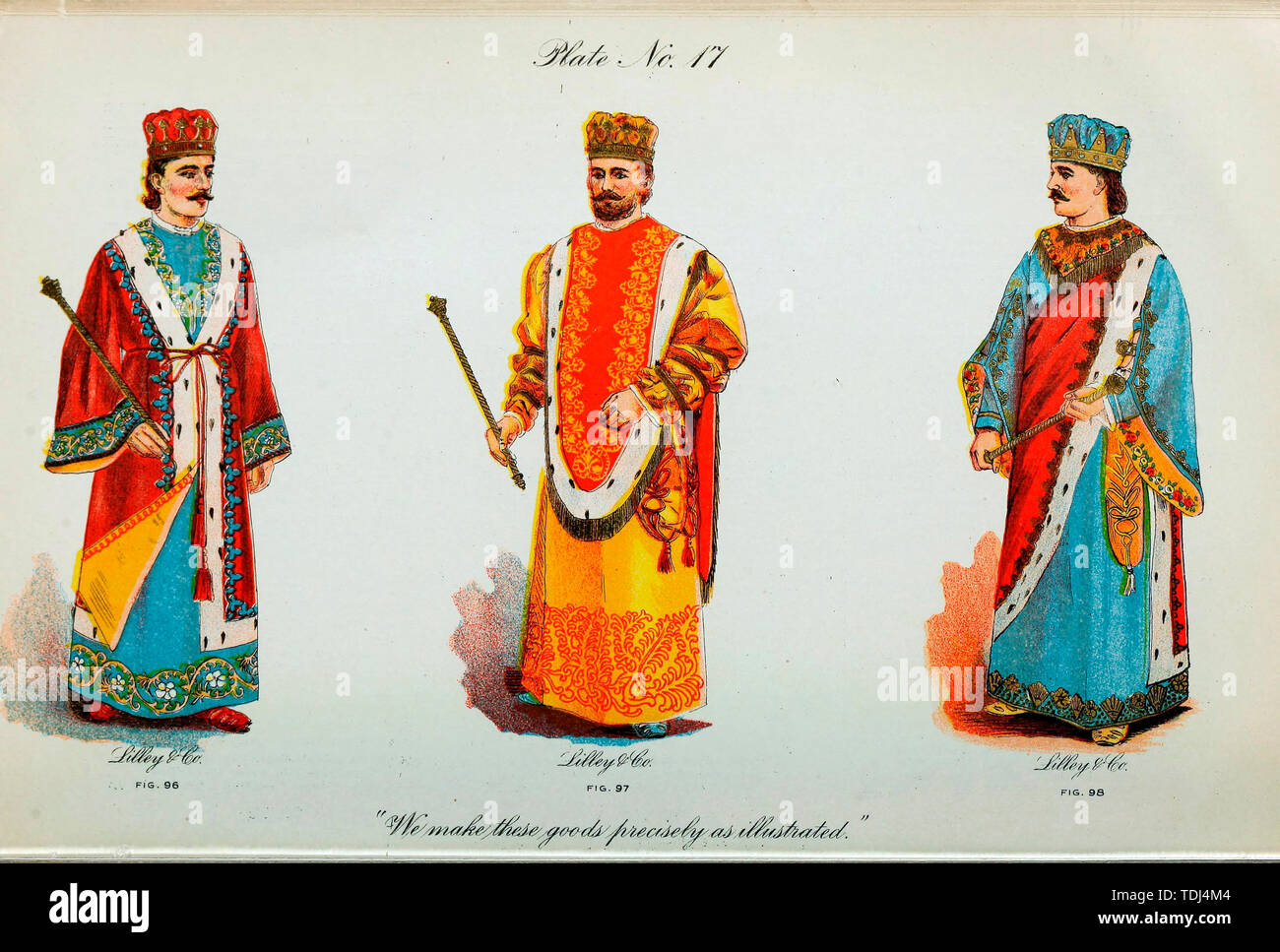 Retro illustration of costumes from different eras Stock Photo - Alamy
