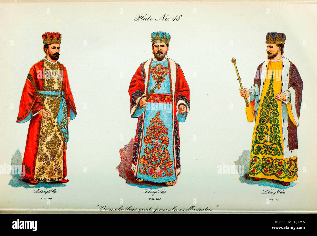 Retro illustration of costumes from different eras Stock Photo - Alamy