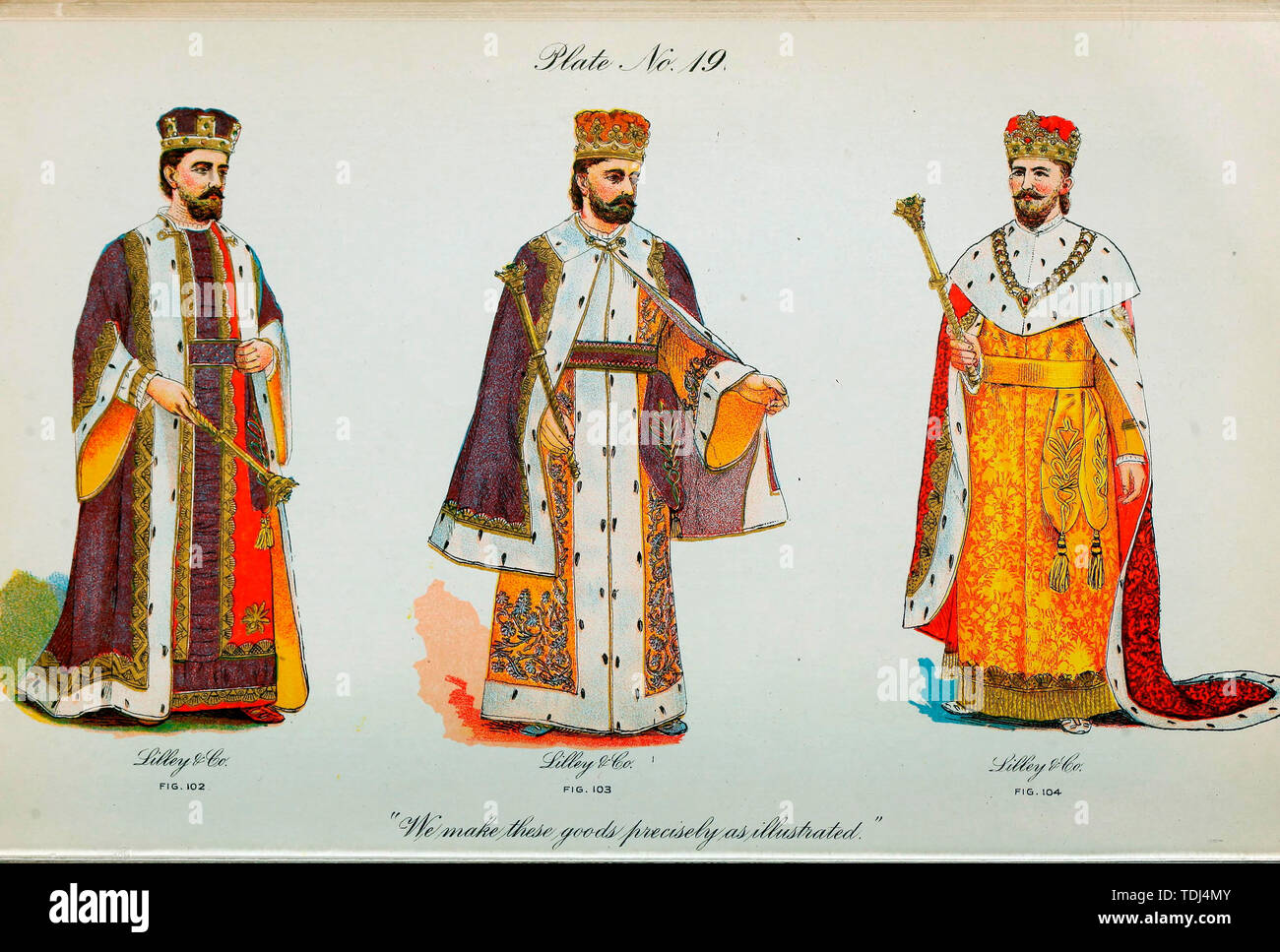 Retro illustration of costumes from different eras Stock Photo - Alamy