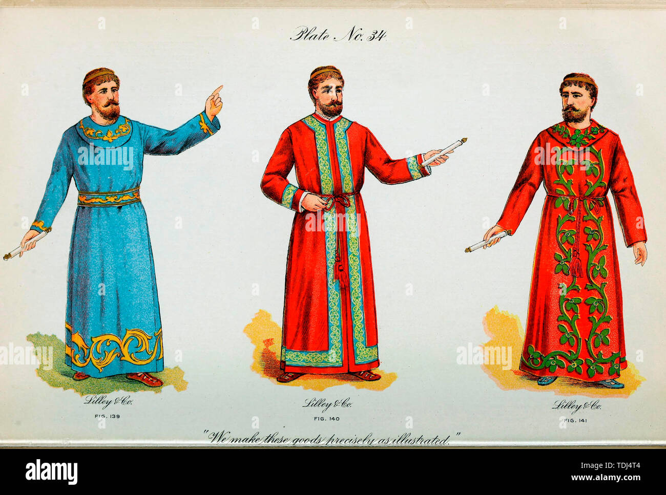 Retro illustration of costumes from different eras Stock Photo - Alamy